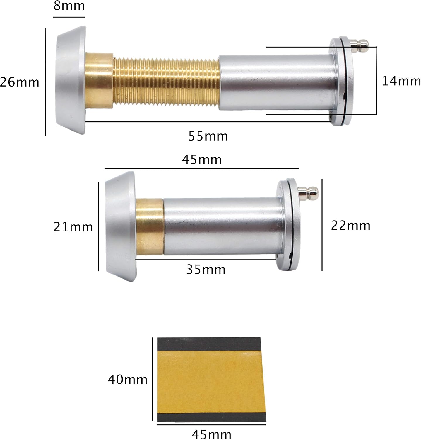 Door Viewer Satin Chrome Peepholes or Peek Holes Chubb Security 8V001 ...