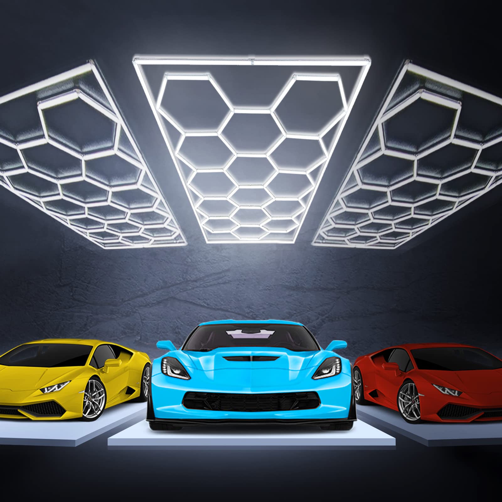 GOSLARLIT Hexagon LED Garage Lights,6500K Dimmable Ceiling Lights ...