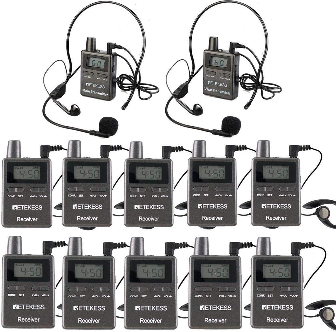 Retekess TT105 Tour Guide System, Wireless Transmitter Receiver, 50 Channel, Translation ...