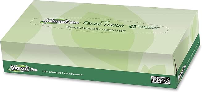 Amazon.com: Marcal Pro 100% Recycled Facial Tissue, 4.5" x 8.6" x 1.8 ...