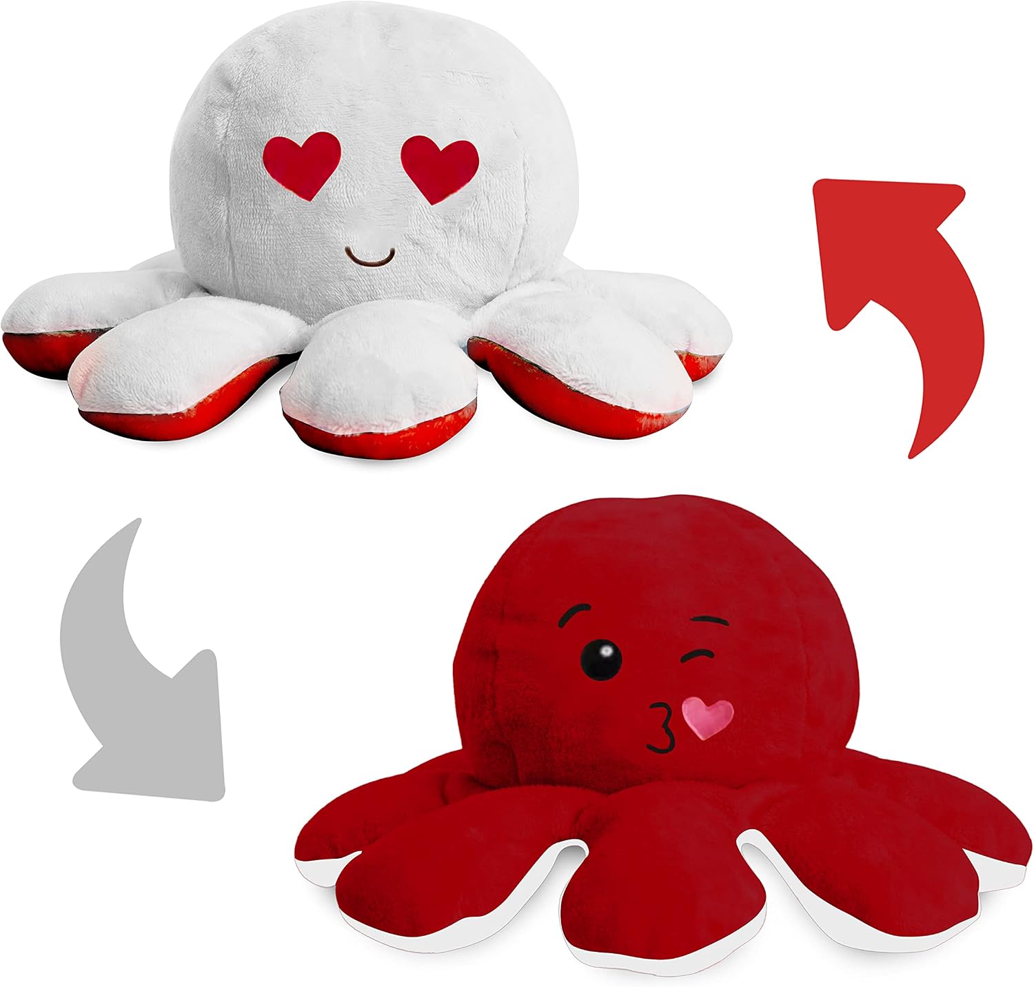 Octopus Plushie Reversable Red and White-Soft and Cute Flip Octopus ...