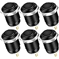 DaierTek 6pcs 12V Momentary Push Button Switch Waterproof Black Metal ...
