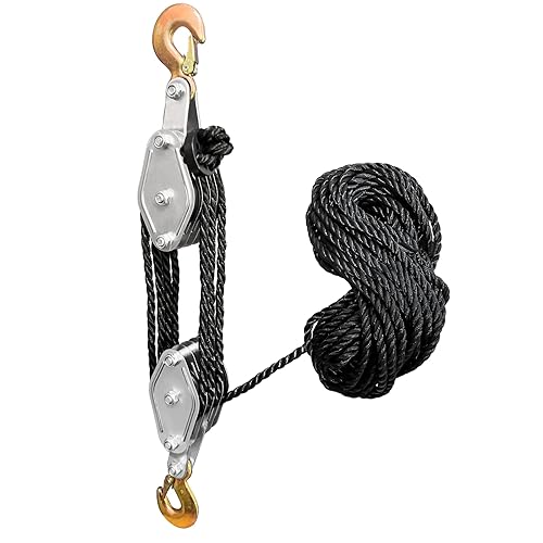 KITUYOTO Block and Tackle Pulley System 4400 LBS Breaking Strength ...