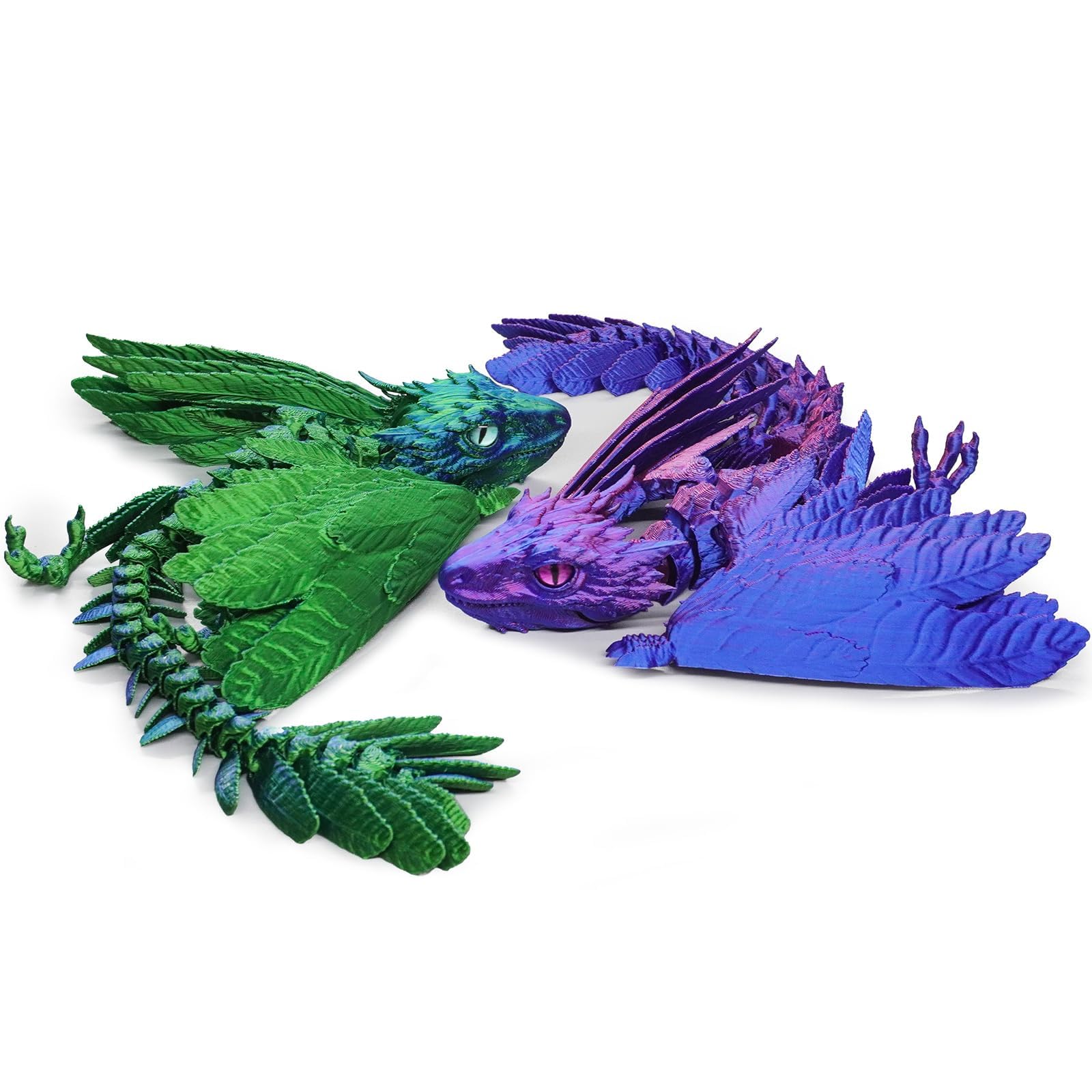 2 Pack Feathered Wyvern 3D Printed Articulated Dragon, Collectible ...