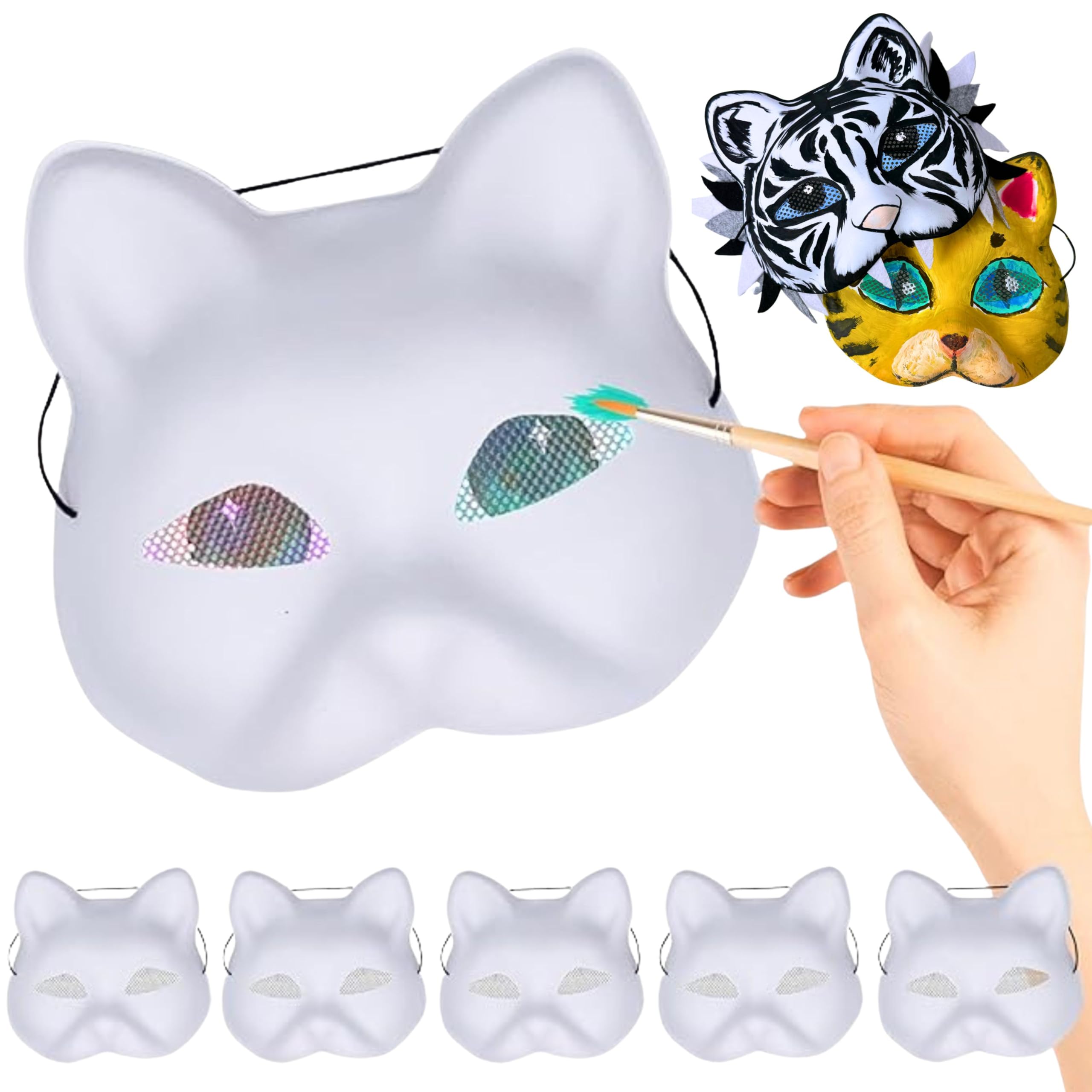 Mua 5PCS Therian Cat Mask with Eye Mesh Has Installed, Plastic Animal ...