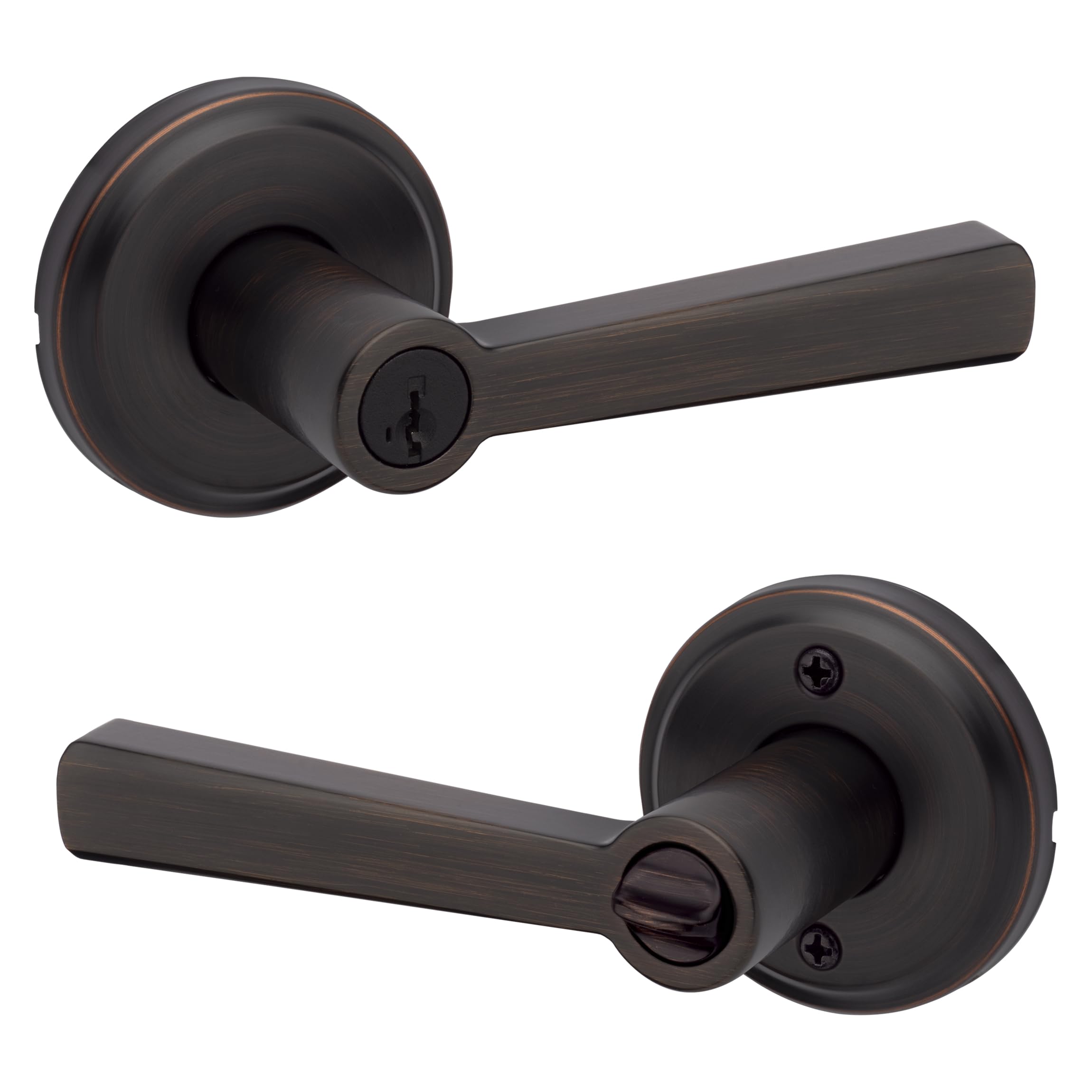 Kwikset Trafford Entry Door Handle with Lock and Key, Secure Keyed ...