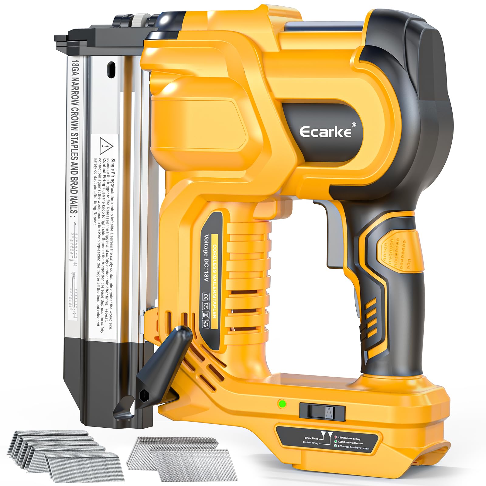 Brad Nailer Cordless Stapler for DeWalt 18V, 2 in 1 Electric Nail Gun ...