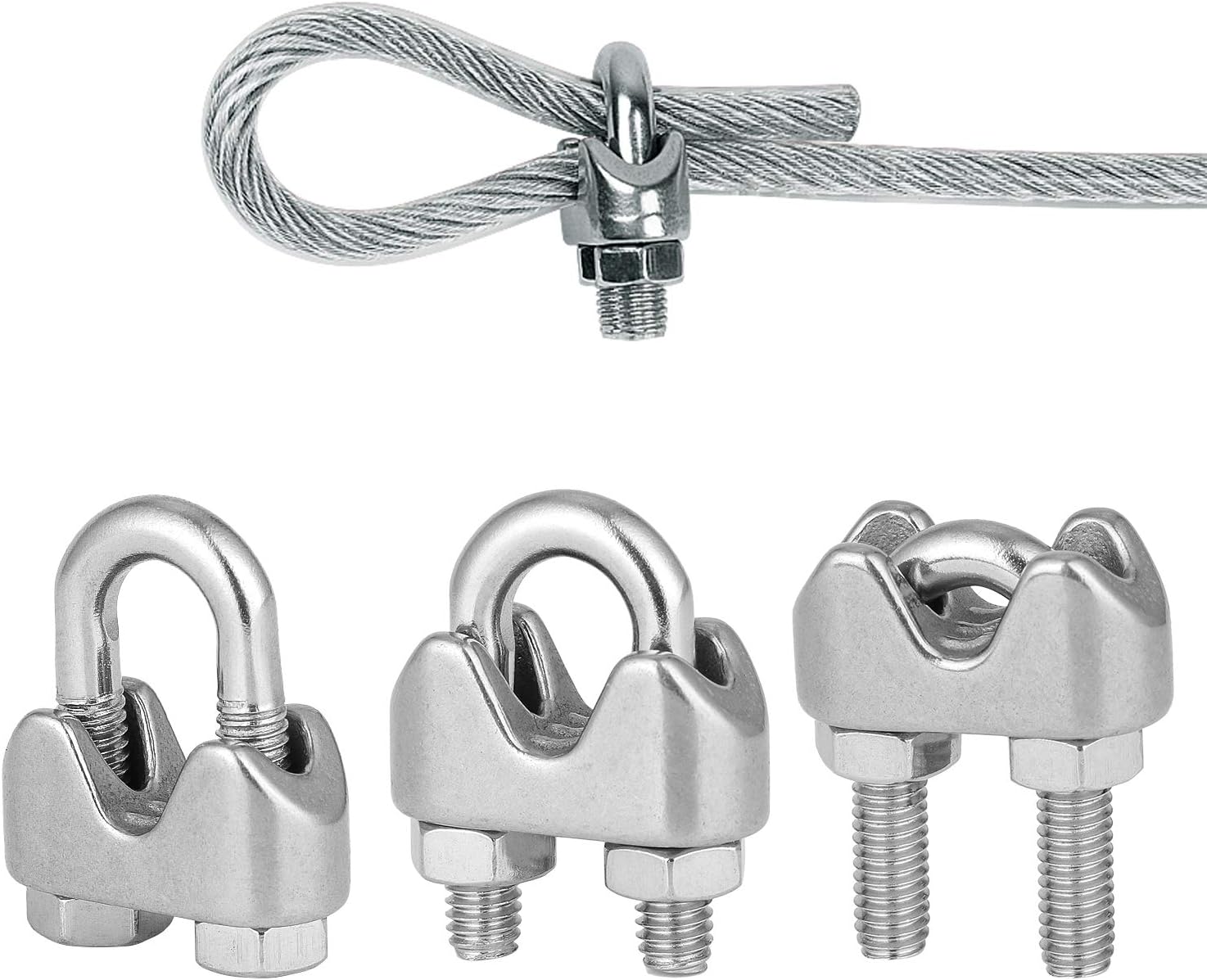 HSEAMALL 18 PCS M3 Wire Rope Clip U Clamp,304 Stainless Steel Cable ...