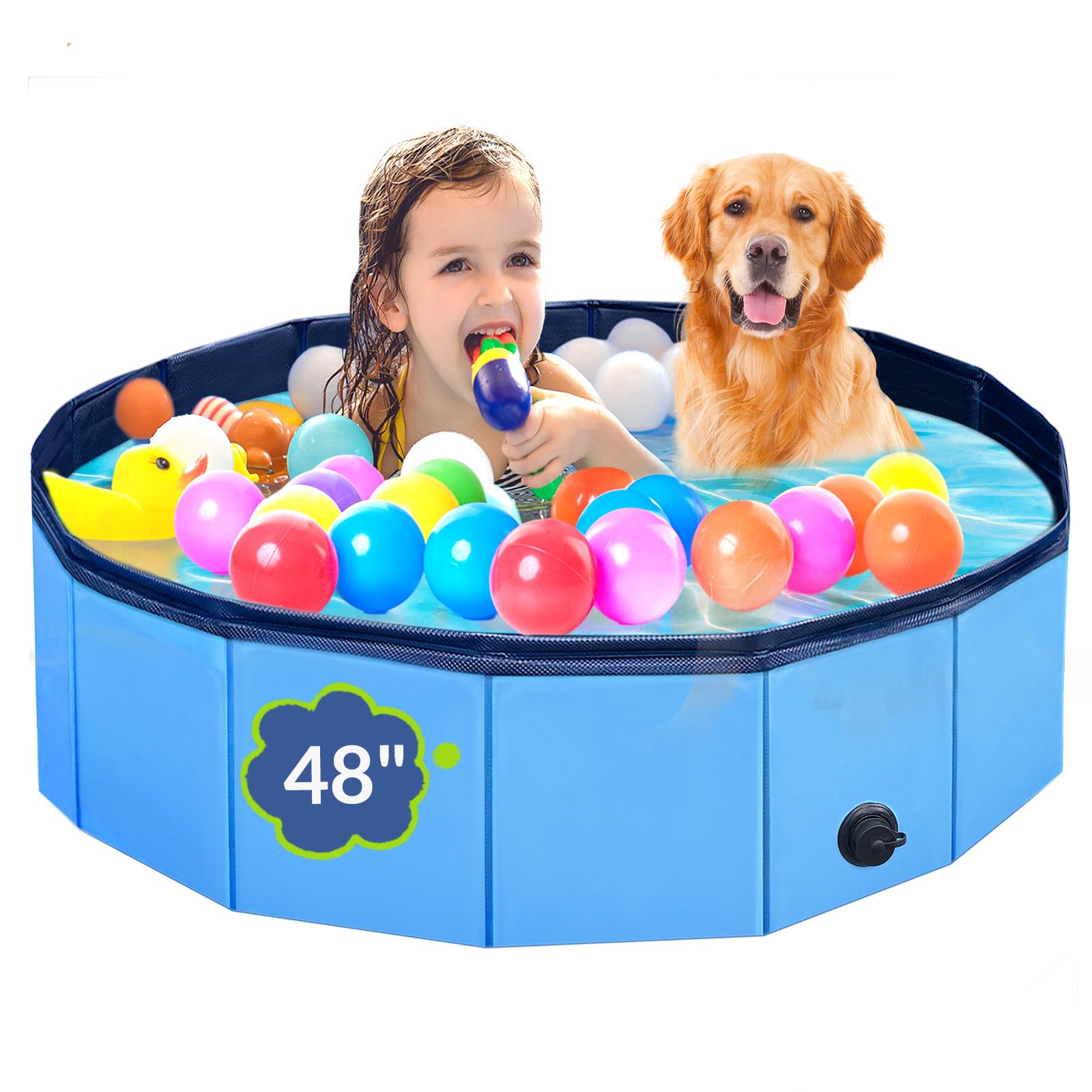 Dog Pool, Foldable Pet Swimming Pool with 6mm High-Strength PP Board ...