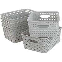 Amazon.com: Fiazony Woven Plastic Storage Baskets, 10.03" x 7.55" x 4. ...