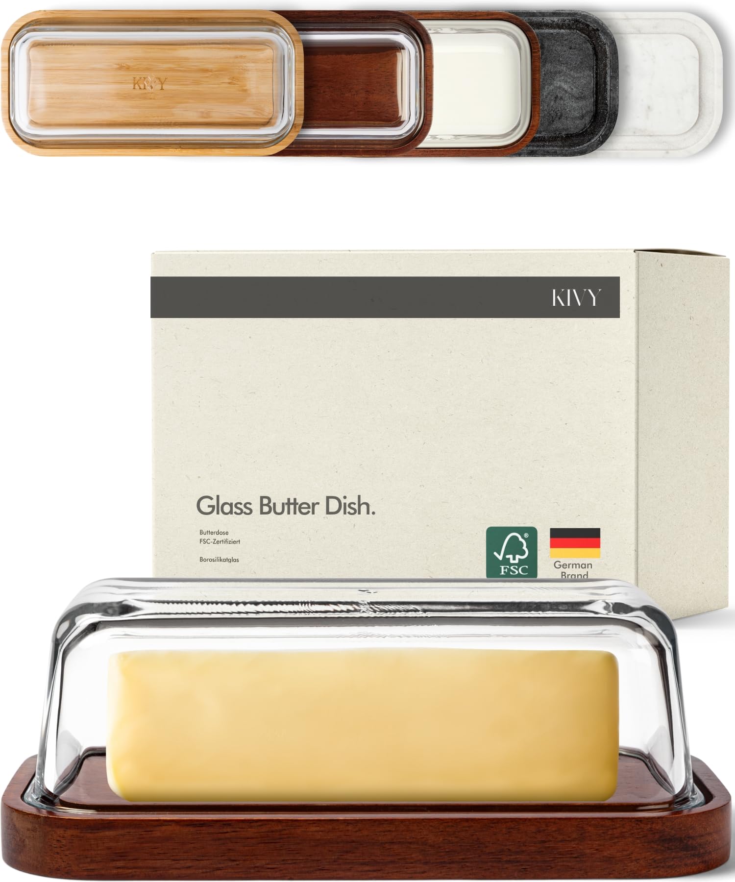 KIVY Glass butter dish with airtight lid that keeps butter soft - For ...
