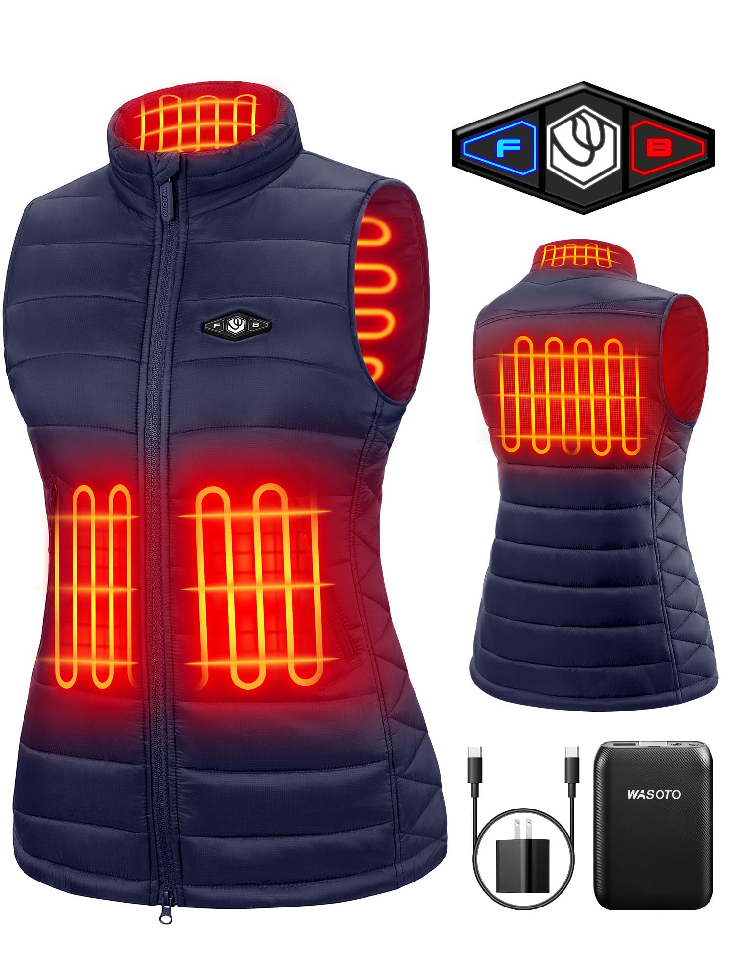 WASOTO Heated Vest Women With 16000 mAh Battery Pack Charger Included ...