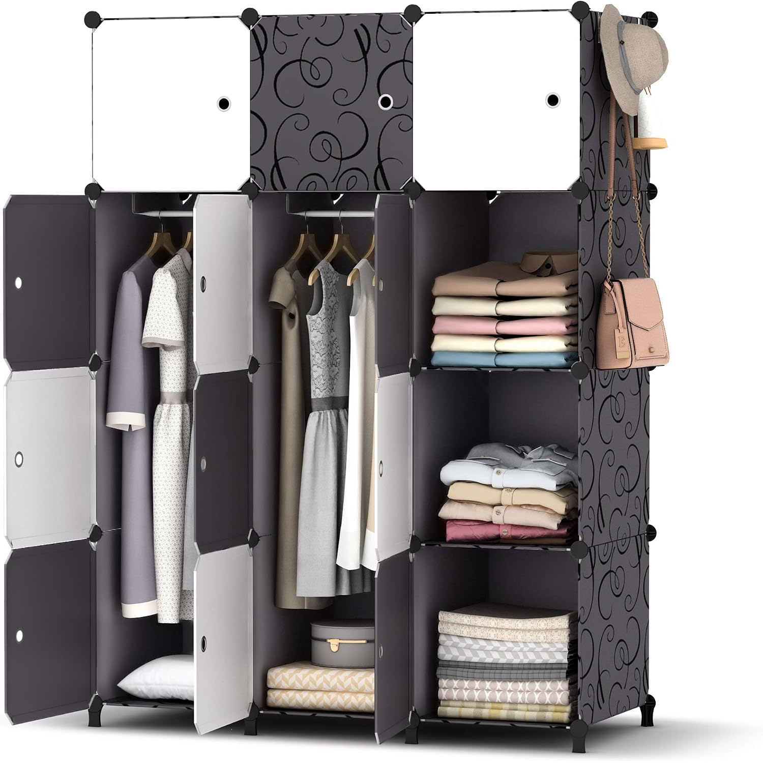 HOMIDEC Armoire Penderie 12 Cube Portable Étagère de Rangement Garde ...