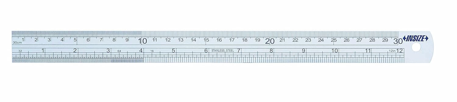 INSIZE 7110-150 Steel Rule, 6"/150 mm, Graduation 1/64", 1/32", 1/16 ...