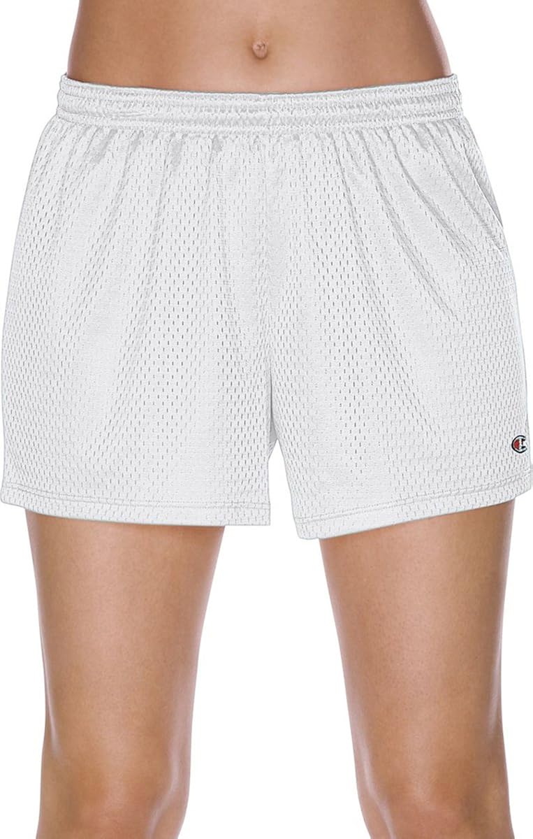 Champion Women's Mesh Shorts_White_Medium at Amazon Women’s Clothing store
