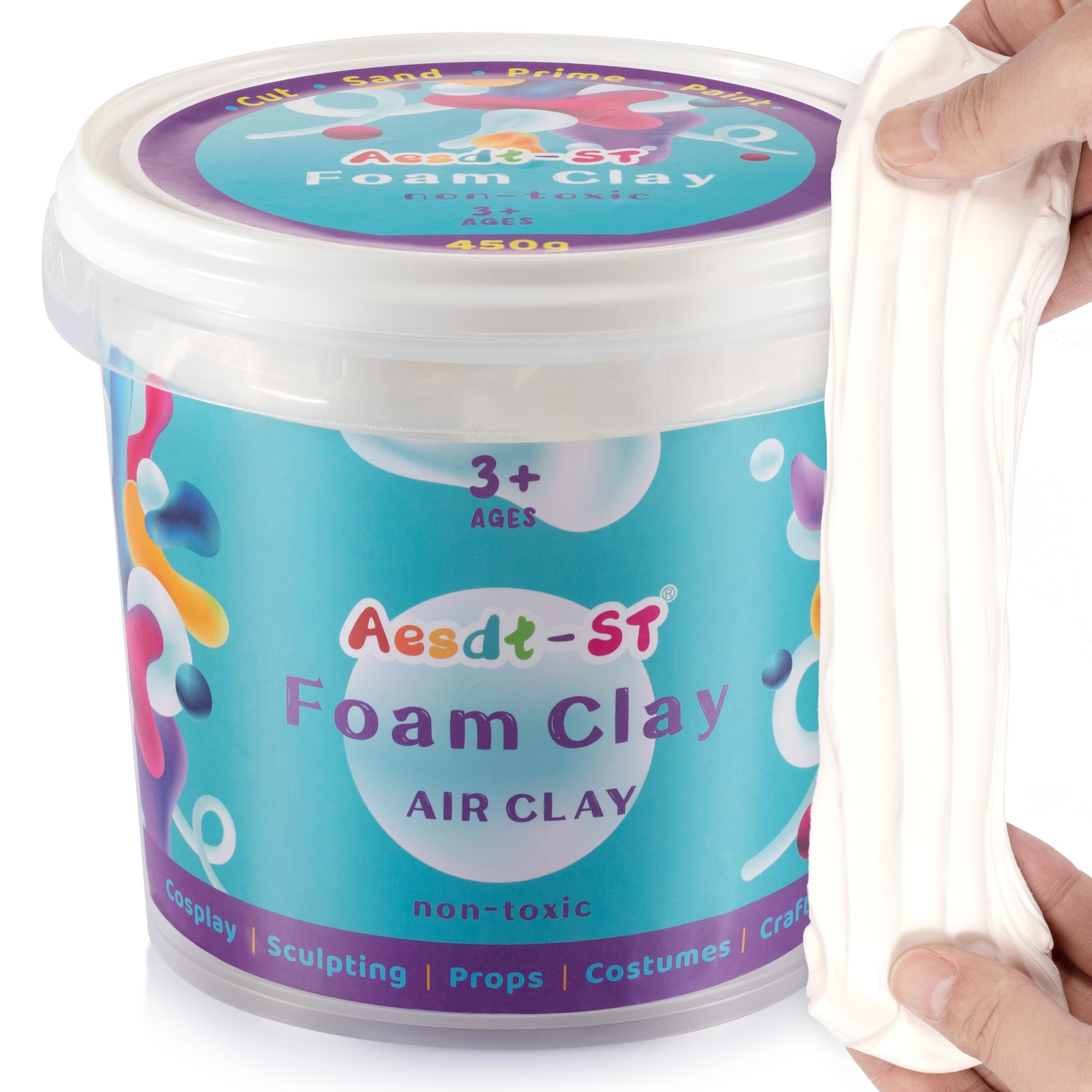White Moldable Cosplay Foam Clay (450 Gram) - High Density Air Dry Clay ...