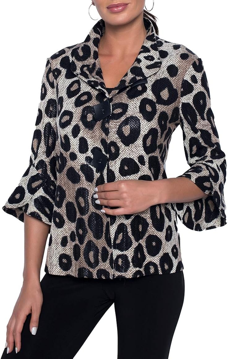 Amazon.com: Frank Lyman Womens Leopard Woven Jacket Style 194252 Color ...
