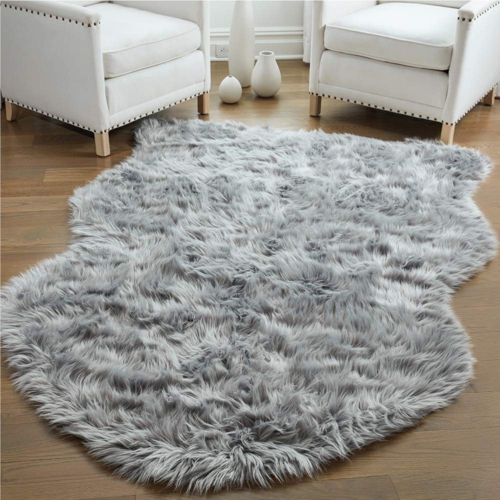 Gorilla Grip Fluffy Faux Fur Sheep Rug, Machine Washable Soft Furry ...