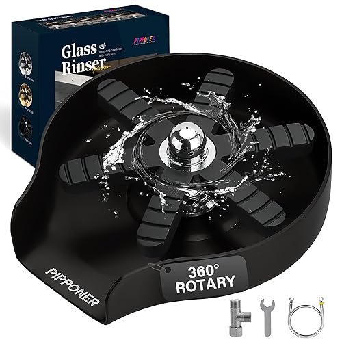 PIPPONER 360° Rotating Jet Glass Rinser for Kitchen Sinks, Upgrade 5 ...