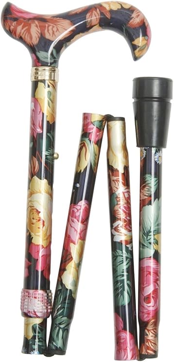 Classic Canes Ladies Adjustable Folding Floral Walking Stick Cane ...