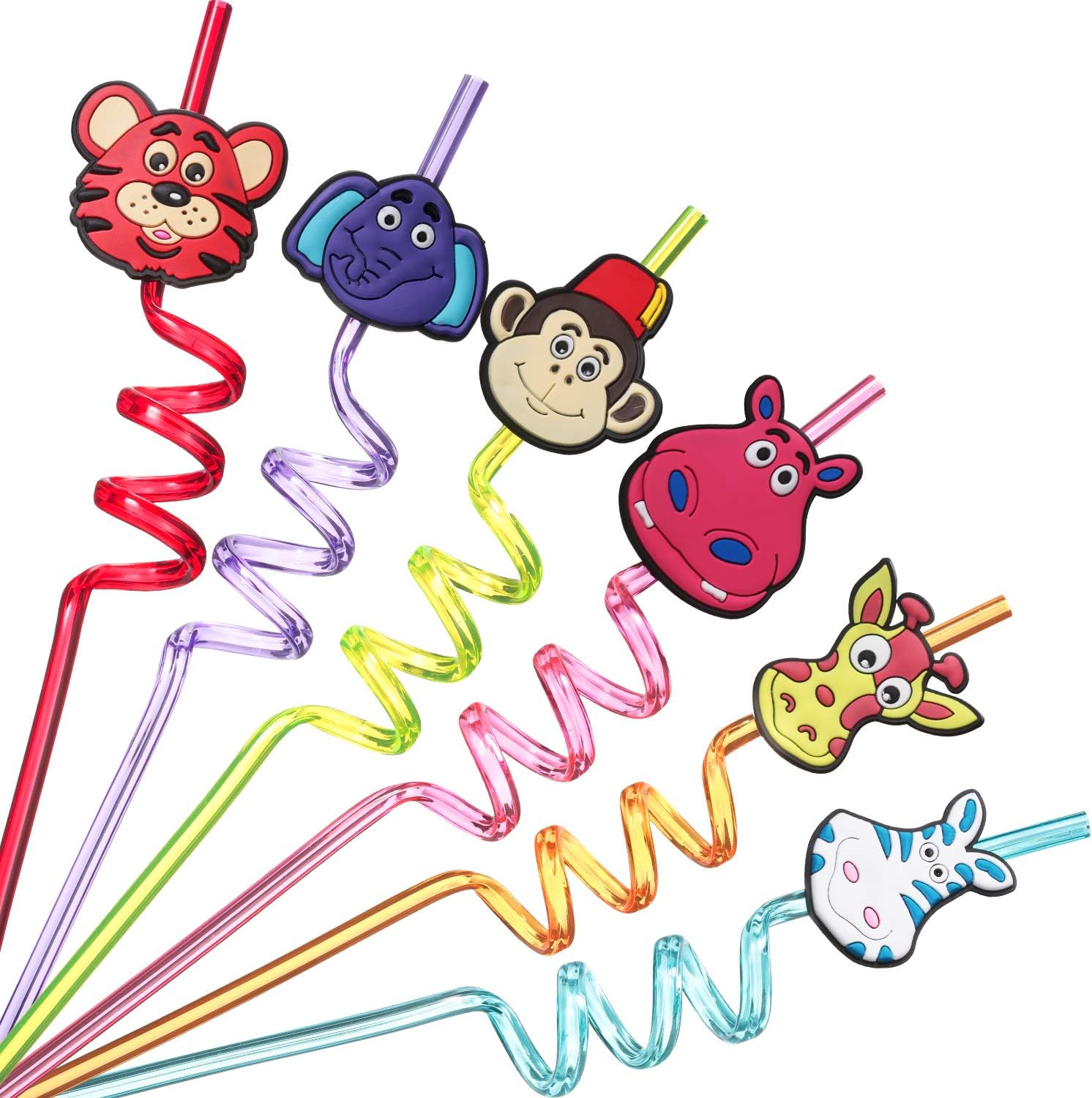 Amazon.com: Reusable Animal Straws for Jungle Safari Theme Party ...