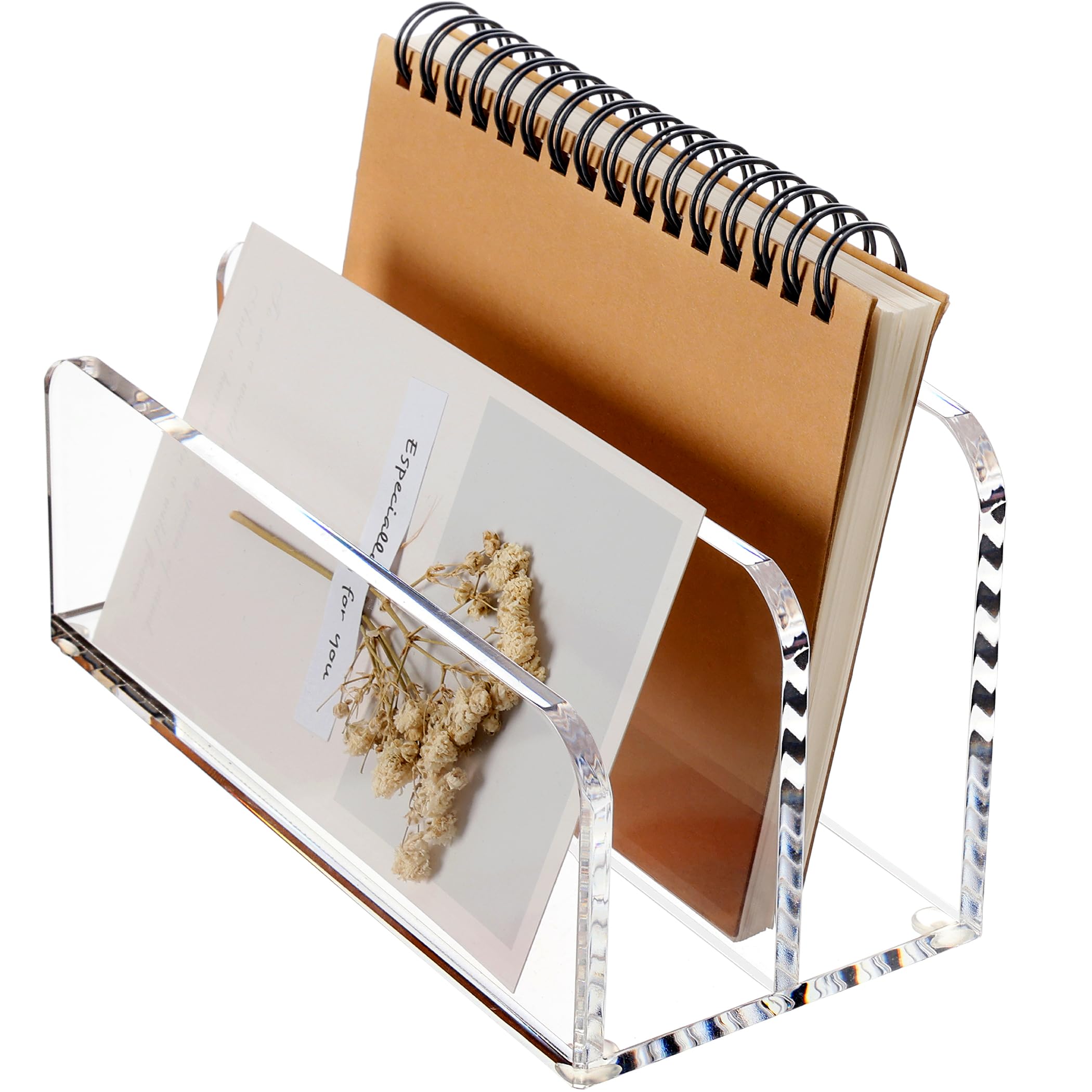 SANRUI Acrylic Mail Sorter Desktop Organizer Holder, 2 Compartments ...
