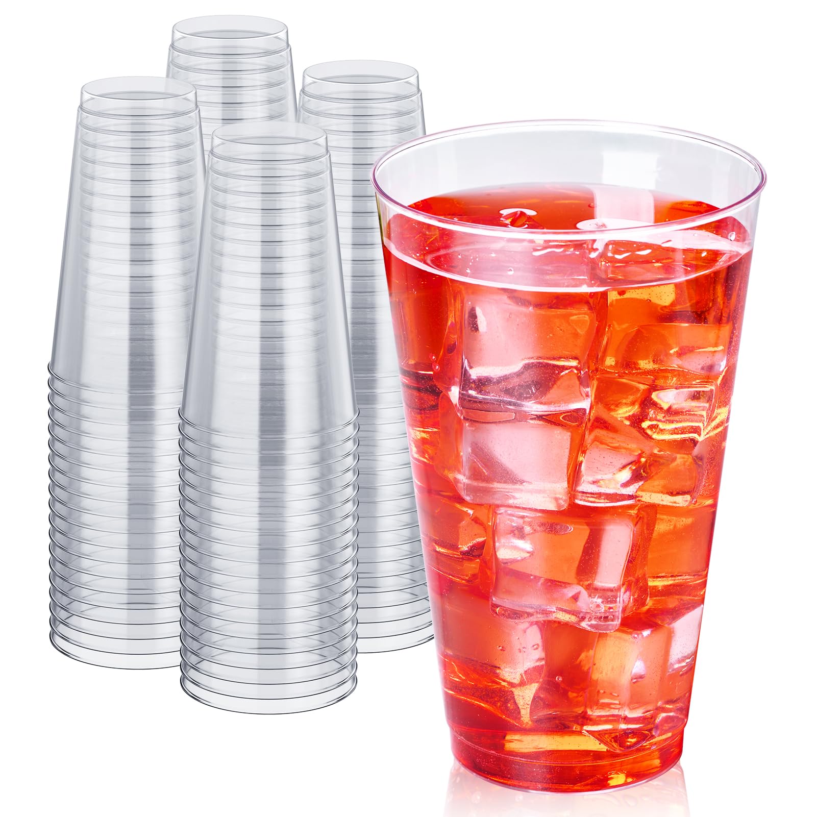 FOCUSLINE 200 Pack 16 oz Clear Plastic Cups, Large Disposable Cups ...