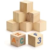 Amazon.com: 8PACK Wooden Blocks for Crafts, Unfinished Wood Cubes ...