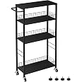 Amazon.com: Slim Storage Cart Kitchen Rolling Utility Cart on Wheels 4 ...