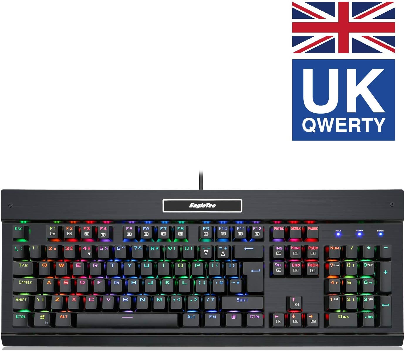 Eagletec KG010 Pro Mechanical Keyboard RGB LED Backlit with Brown ...