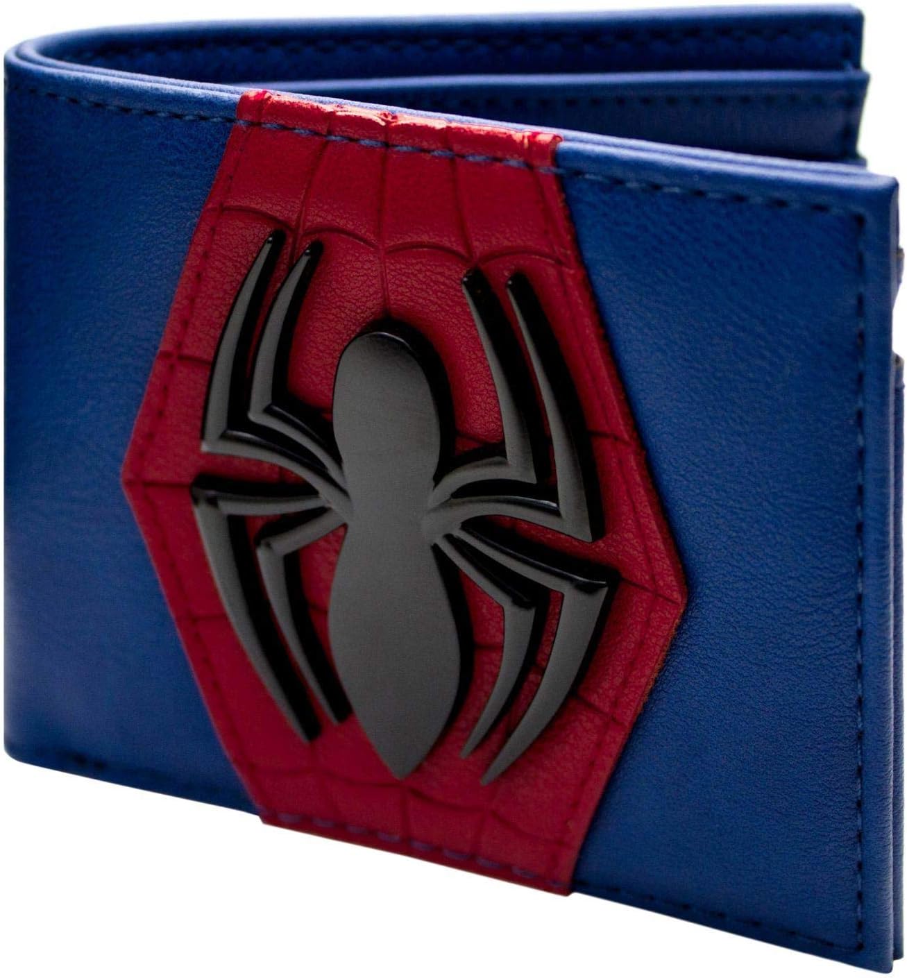 Homecoming Spider-Man Suit Symbol ID and Card Bi-Fold Wallet Blue ...