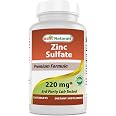Amazon.com: Best Naturals Zinc Sulfate 220 mg 120 Tablets - 3rd Party ...