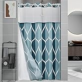 Amazon.com: Yiatn No Hook Dark Blue Double Shower Curtain with Snap in Fabric Liner Set - Hotel ...