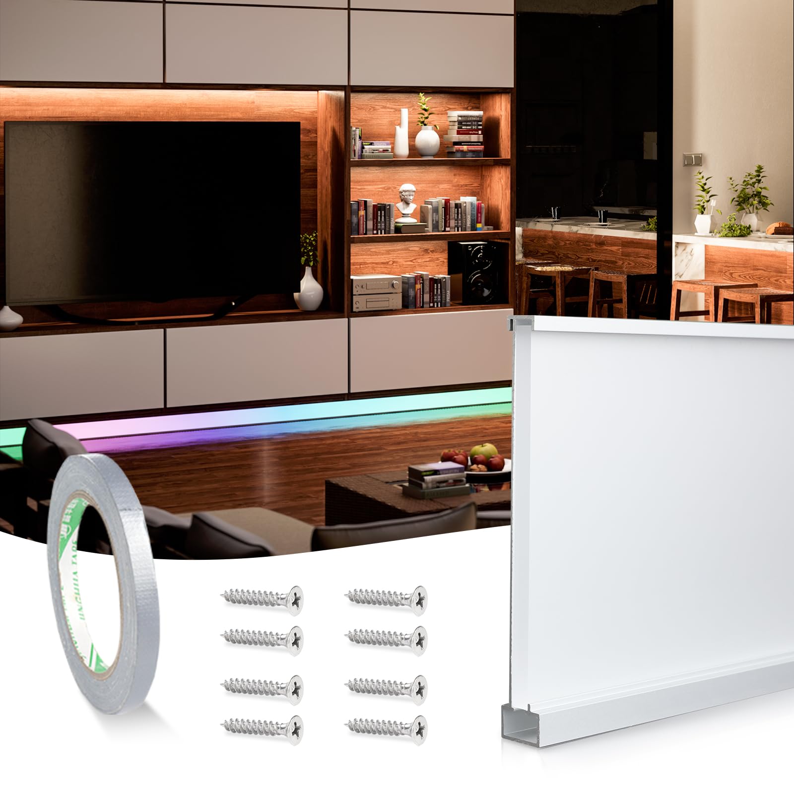 Muzata 4FT/1.2M Spotless Aluminum LED Baseboard Lighting Frosted LED ...