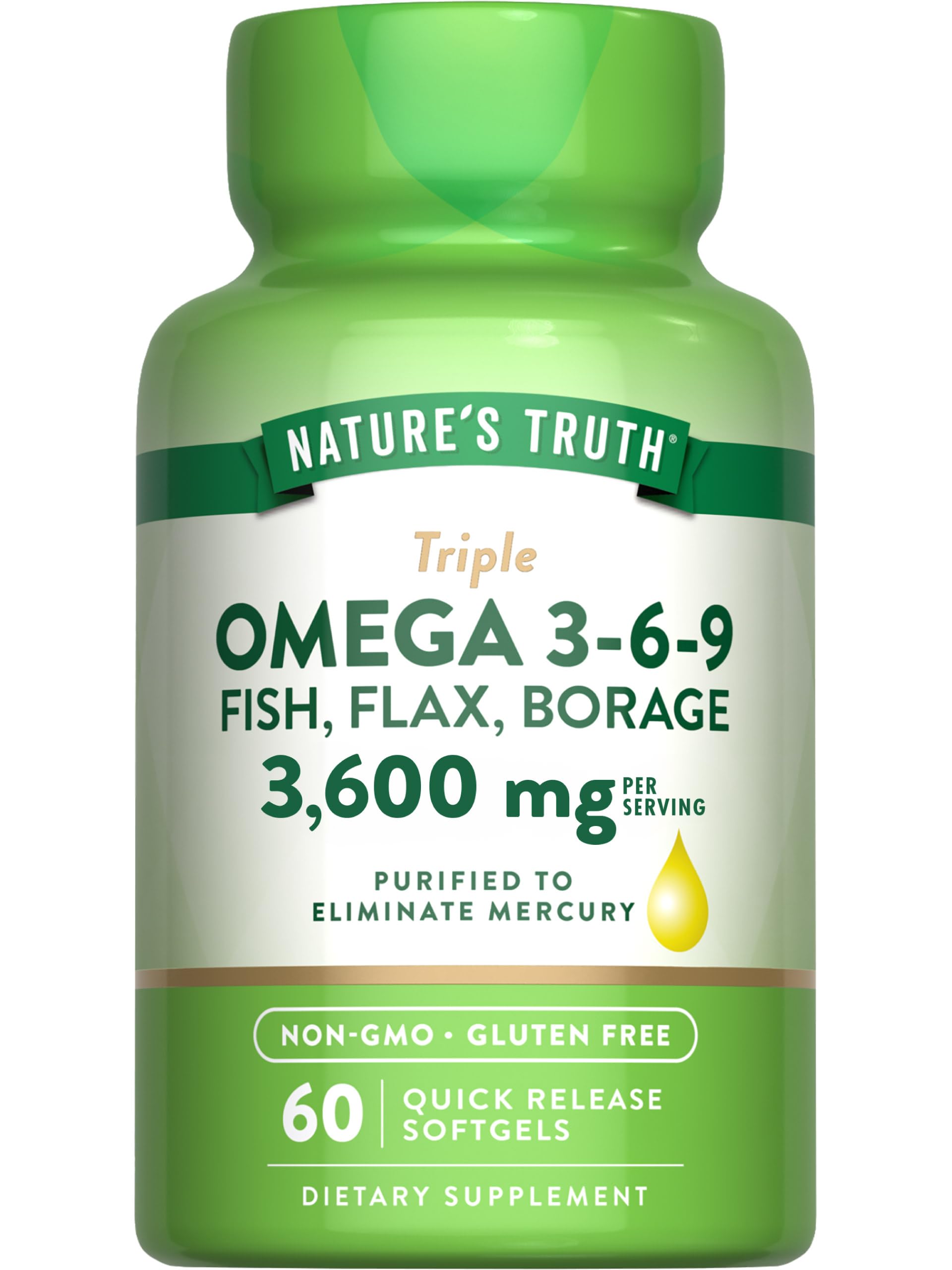 Mua Triple Omega 3-6-9 Softgels | 3600mg | 60 Count | Fish, Flax ...