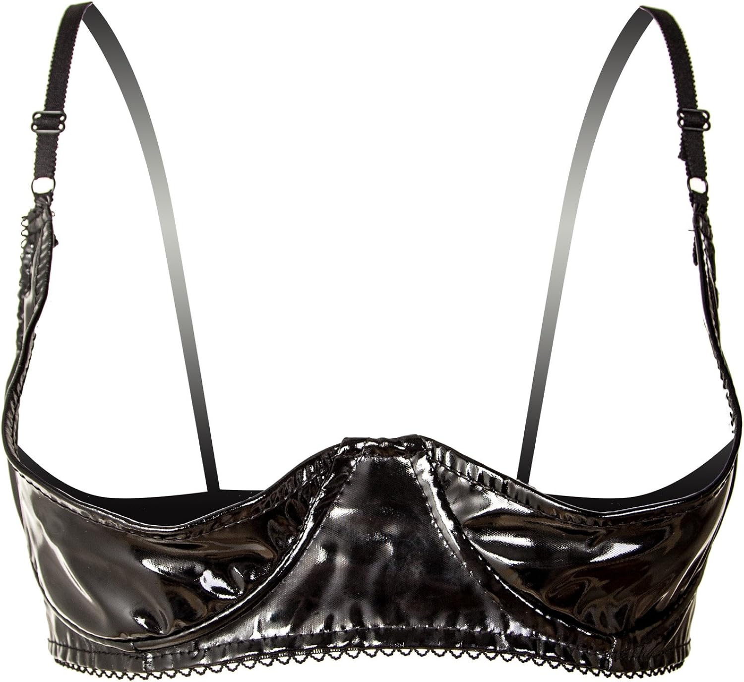 Honour Women's Bra in Black PVC Rubber Half Cut Shape Adjustable Straps ...