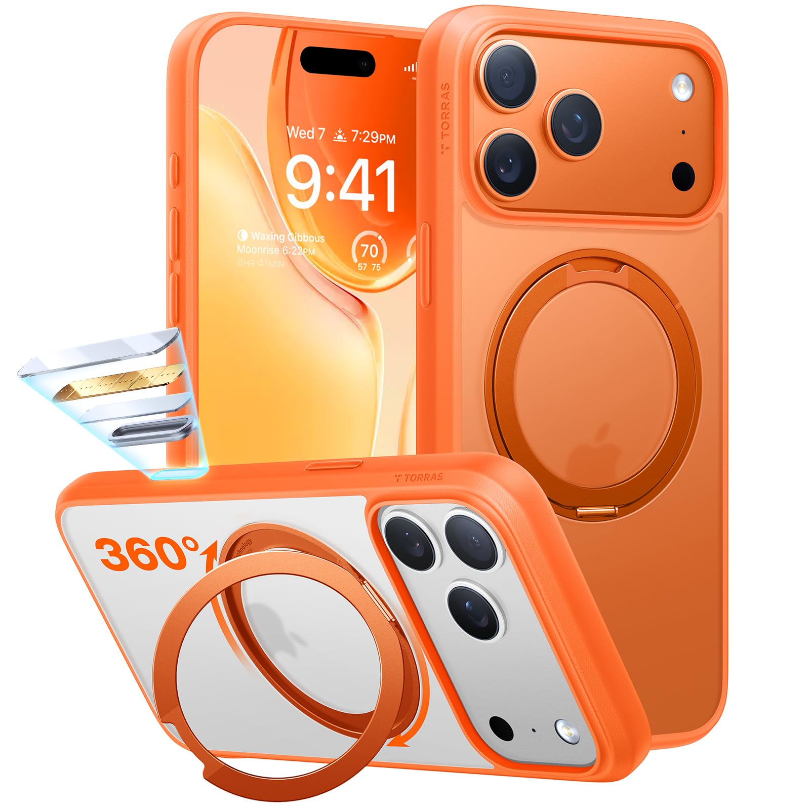 TORRAS Upgraded 360 Magnetic Stand for iPhone 17 Pro Max Case with ...