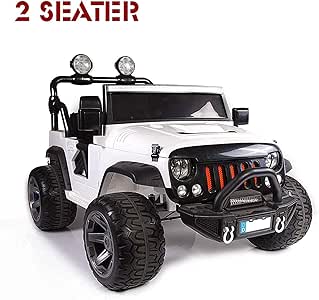 Kids Ride On Jeep Car, 12V Kids Motorized Car Truck with 2 Seater, Full ...