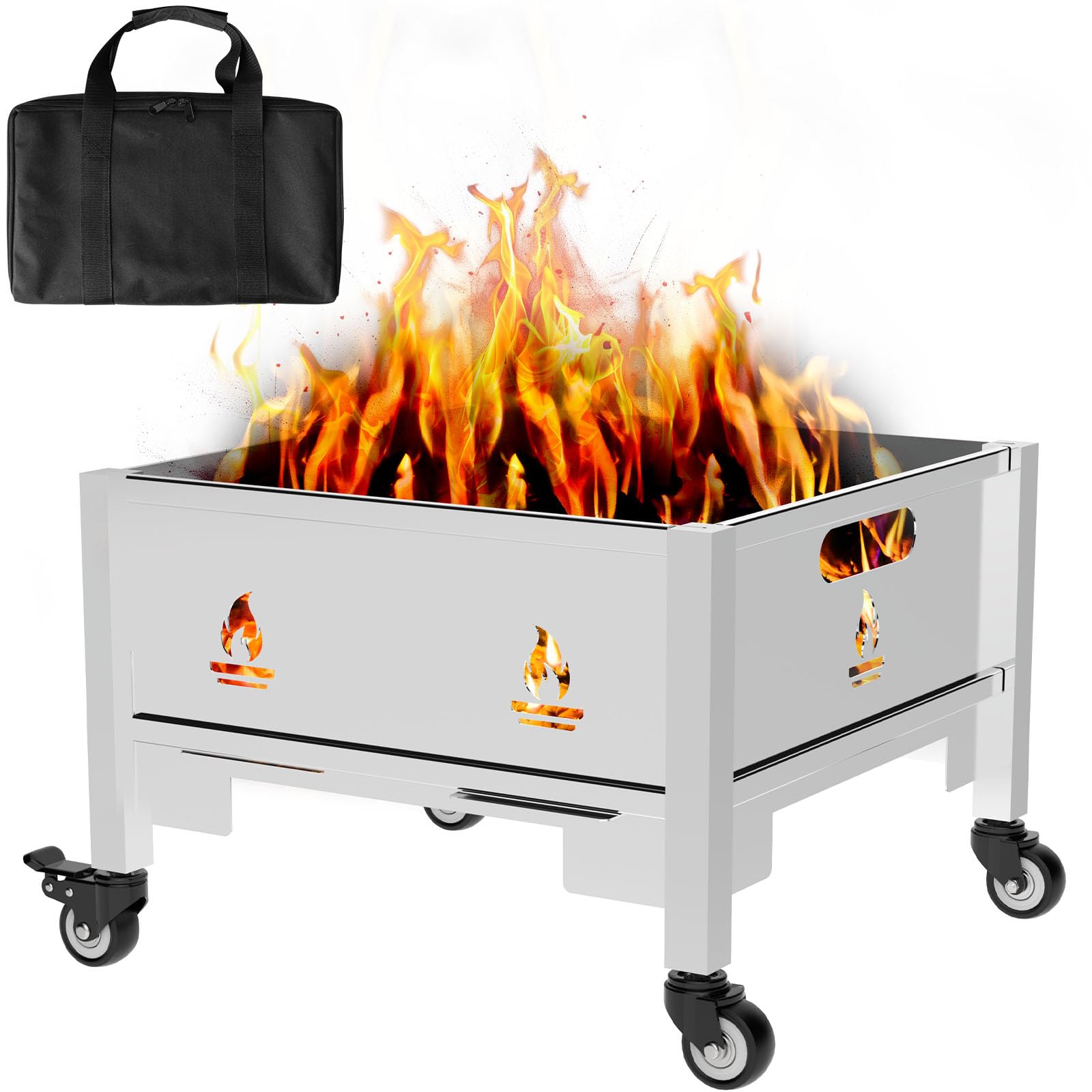 BBQration 16 Inch Portable Fire Pit with Bag for Outside Wood Burning ...