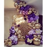Amazon.com: Purple and Gold Balloons Arch Kit, Dark Purple Gold ...