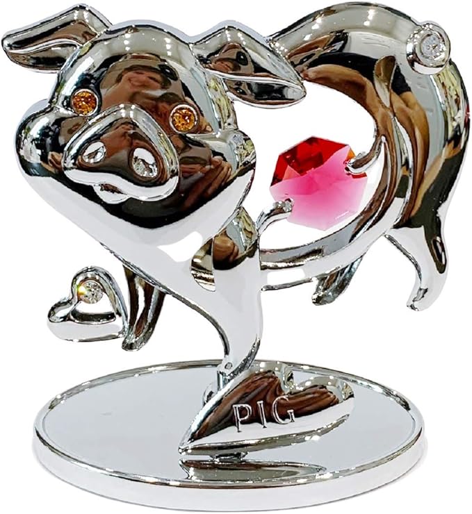 Crystocraft Crystal Pig Ornament Swarovski Elements Gift Boxed For Pig ...