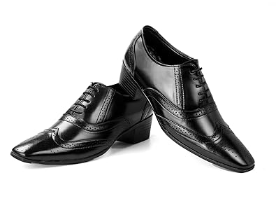 Buy Global Rich Boy's Black Height Increasing British Full Brogue Shoes ...