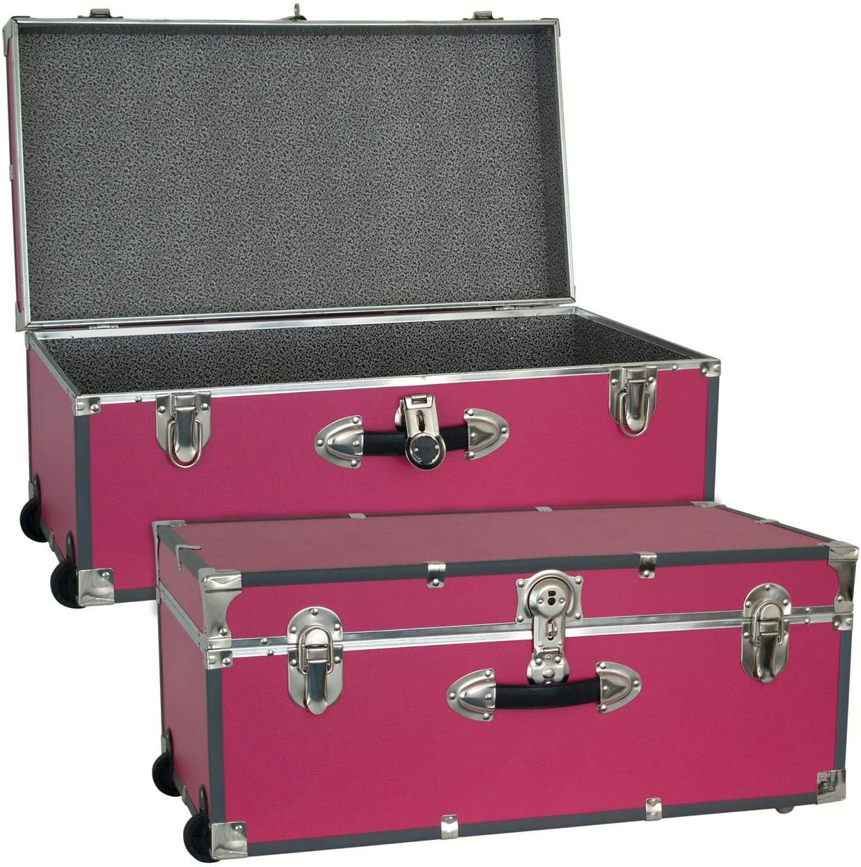Amazon.com: Seward Trunk 30-inch Footlocker Trunk with Wheels Pink ...
