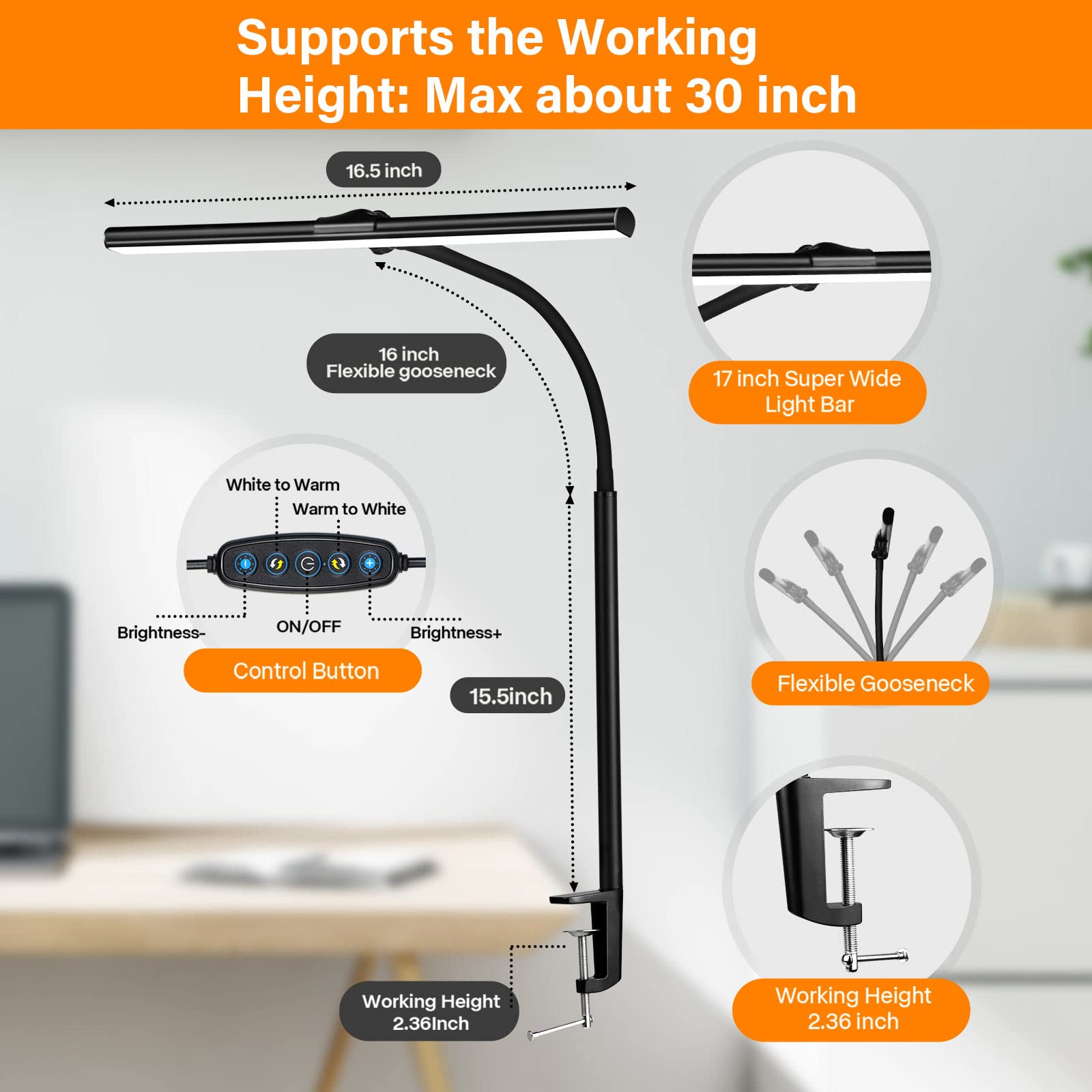 Mua selfila LED Desk Lamp with Clamp - Architect Desk Lamp Swing Arm ...