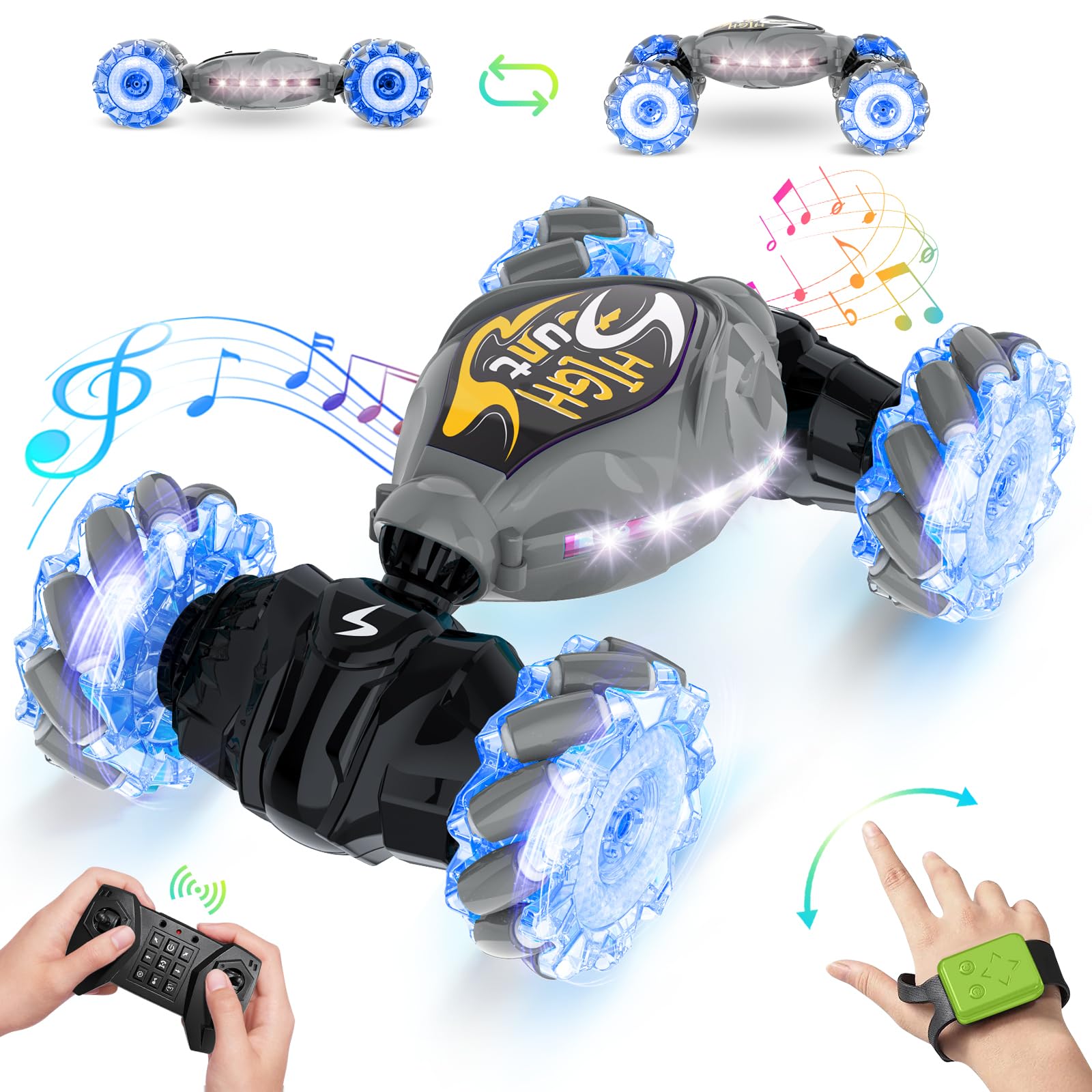 OSIMILY Remote Control Car,2.4GHz LED Gesture Sensing RC Stunt Car,4WD Double Sided Rotation RC ...