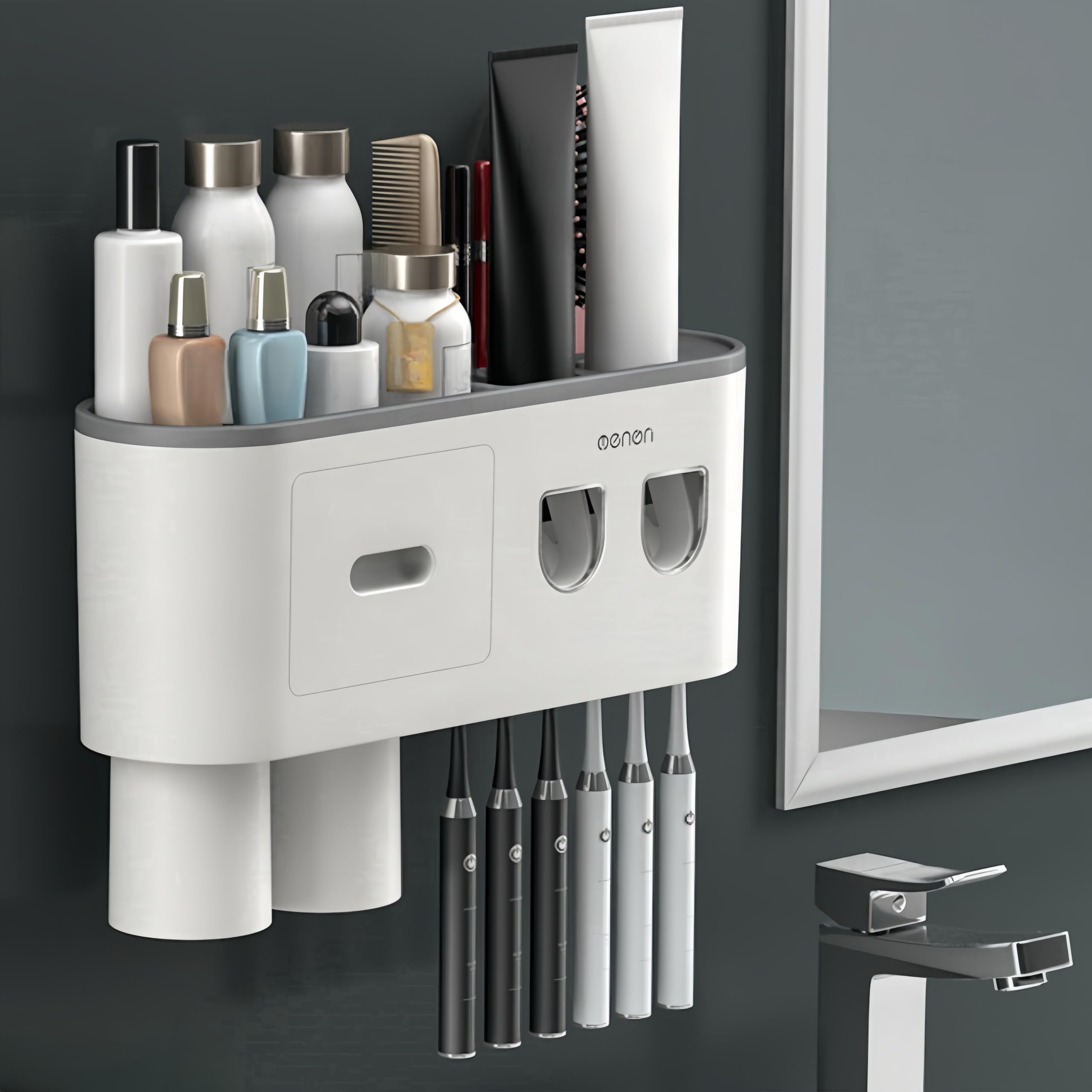 SVKCO Toothbrush Holders, Bathroom Shelf, No-Drill Wall Mounted ...