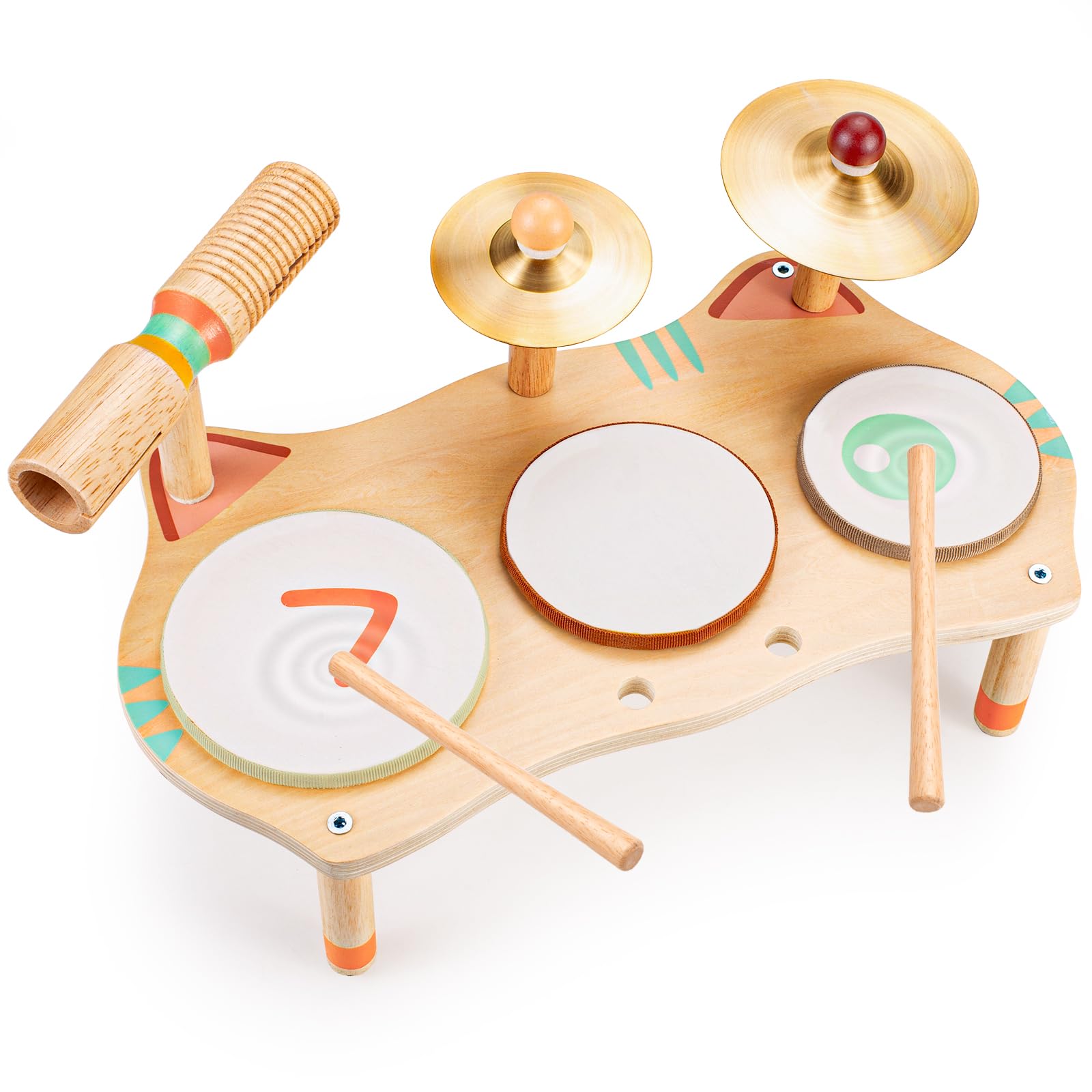 OATHX Kids Drum Set for Toddlers 3+, All-in-One Montessori Musical ...