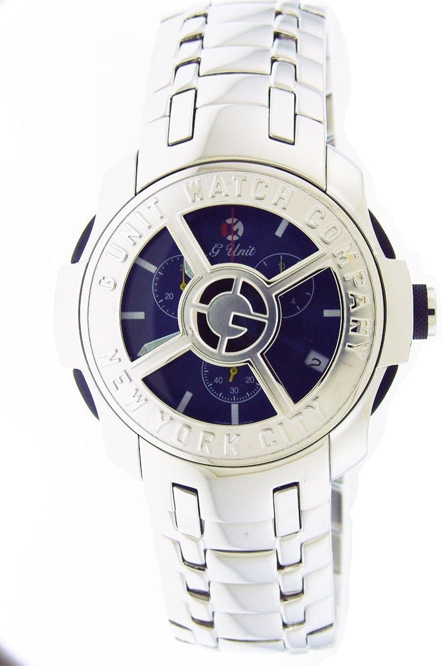 Amazon.com: New 50 Cent G-unit Gs1 44mm Blue Dial Watch Stainless Steel ...