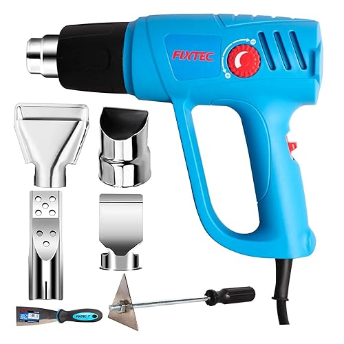 FIXTEC Heat Gun 1500W Heavy Duty Hot Air Gun Kit Variable Temperature ...