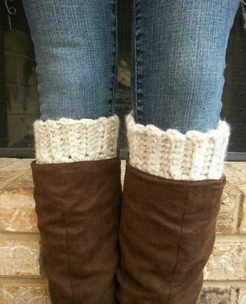 Extra Wide Calf Boot Cuffs Toppers for Women Cream Peruvian Wool Made ...
